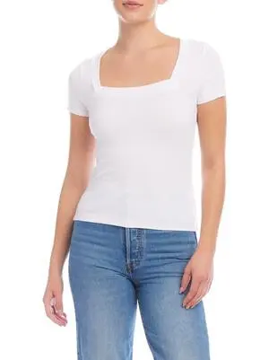 Fifteen Twenty Mindy Square Neck Rib Top - White