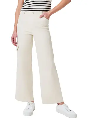 Spanx Stretch Cotton Blend Twill Ankle Cargo Pants Eggshell