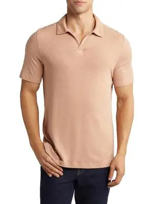 Johnston & Murphy Linen Blend Johnny Collar Polo - Melon