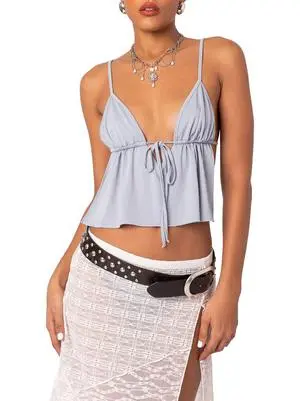 EDIKTED Rylee Tie Front Camisole - Light-blue
