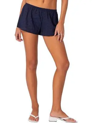 EDIKTED Edan Eyelet Shorts - Navy