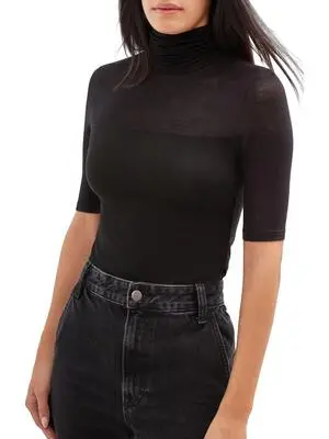 MARCELLA Niko Jersey Turtleneck Top - Black
