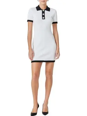 Endless Rose Polo Rib Knit Mini Dress - White/ Black