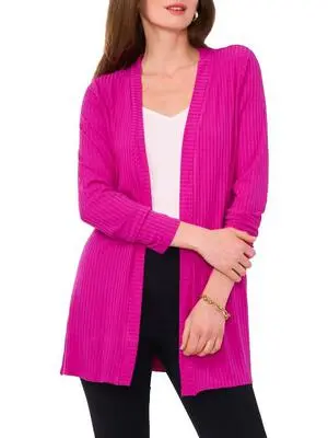 Chaus Open Front Ribbed Cardigan - Hot Pink