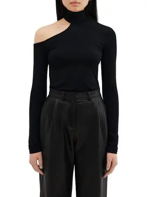MARCELLA Evan Cutout Turtleneck Top - Black