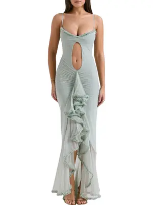 House Of Cb Gabriella Keyhole Gown - Aqua
