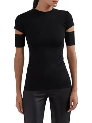 MARCELLA Esme Cutout Sleeve Top - Black