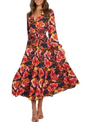 PETAL & PUP Balsa Floral Midi Dress - Navy Floral