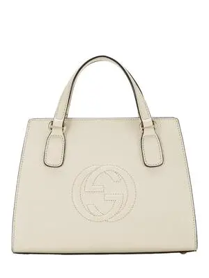 Gucci Grained Leather Soho Handbag - White
