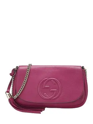 Gucci Grained Leather Soho Chain Flap Crossbody - Pink