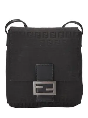 Fendi Zucchino Canvas Tube Messenger Bag - Black
