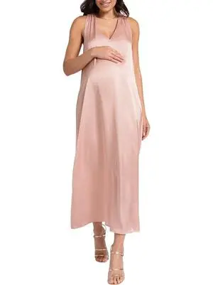 Seraphine Convertible Satin Maxi Maternity Dress Blush