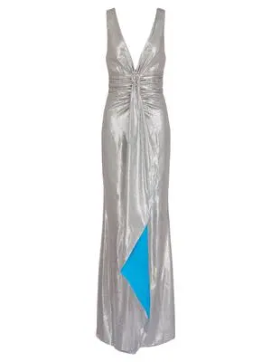 Giorgio Armani Lurex And Tulle Long Dress With Rhinestone Embroidery - Patterned