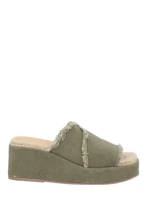 CastaÑer Wedge Heel Slide Sandals - Green