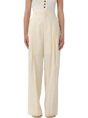 Bottega Veneta Pleated Wide Leg Trousers - Yellow Cream