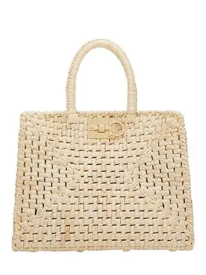FERRAGAMO Studio Raffia Basket - Raffia/mascarpone