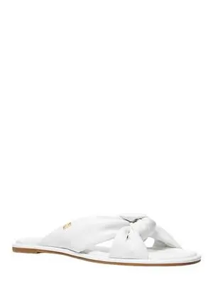 Michael Kors Elena Knotted Strap Slide Sandals - Optic White