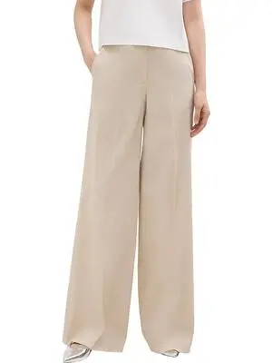 Theory High-waisted Wide-leg Trousers - Straw