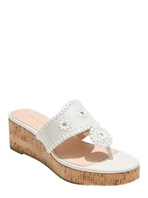 Jack Rogers Jacks Thong Wedge Platform Sandals - White