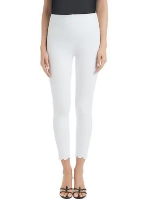 Lyssé Denim Scalloped Ankle Leggings - White