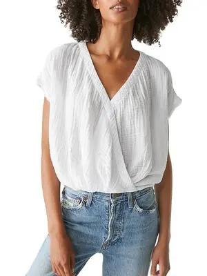Michael Stars Evie Faux Wrap Top White