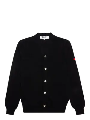 Play Comme Des Garcon Small Heart Cardigan - Black