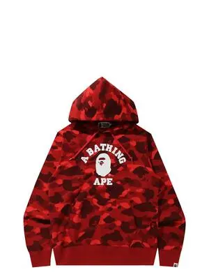 A BATHING APE Color Camo College Pullover Hoodie - Red
