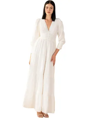 Yumi Kim Linen Maxi Dress White