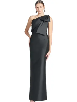 Sachin & Babi Bonnie Column Gown With Bow - Black