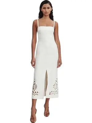 Acler Linen-blend Delacourt Midi Dress - Ivory