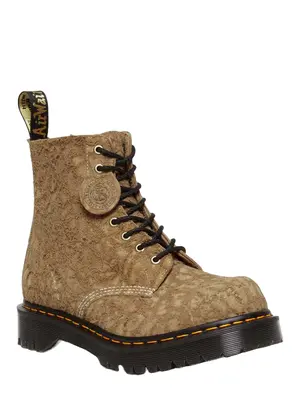 Dr. Martens 1460 Made In England Heavy Emboss Hairy Suede Boots - Tan,brown