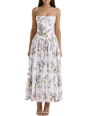 House Of Cb Ysabella Floral Maxi Sundress - Off White Floral Print