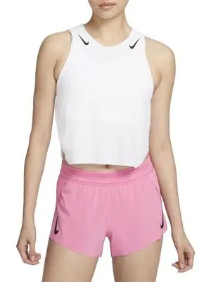 Nike Aeroswift Dri-fit Adv Crop Running Tank Top - 100 100 White/black