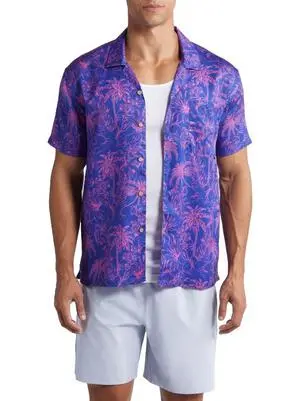 BOARDIES Palms Print Camp Shirt - Blue