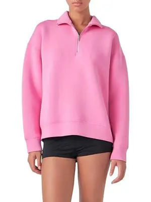GREY LAB Scuba Knit Quarter Zip Pullover - Pink