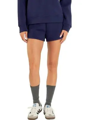 GREY LAB Tie Waist Scuba Knit Shorts - Navy