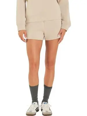GREY LAB Tie Waist Scuba Knit Shorts - Taupe