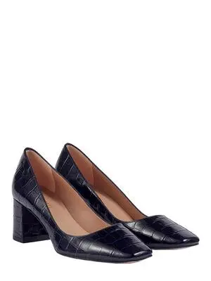 LK BENNETT Sally Croc Embossed Pump - Navy