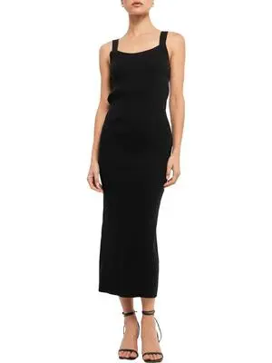 Endless Rose Rib Midi Tank Dress - Black