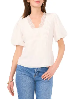 Vince Camuto Lace Pintuck Top - New Ivory