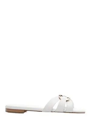 TWINSET-TWINSET Oval T-Plaque Leather Slides
