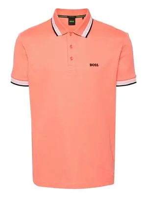 BOSS Logo-embroidered Piqué Polo Shirt Orange