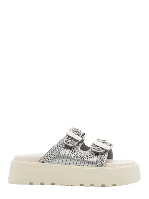 Casadei Birky Ale Platform Slides - Silver