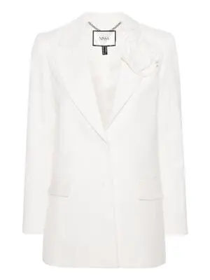 NISSA Floral-appliqué Single-breasted Blazer - White