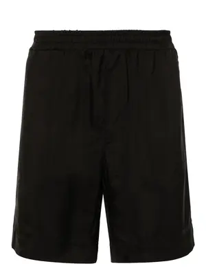MSGM MSGM Logo-Embroidered Satin Shorts Black