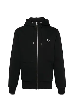 Fred Perry Embroidered-logo Zip-up Jacket - Black