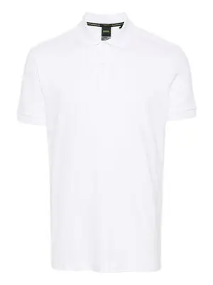 BOSS Logo Print Cotton Polo Shirt - White