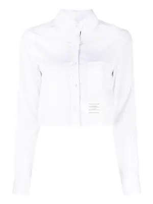 Thom Browne Logo-patch Cropped Shirt - White