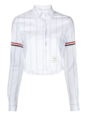 Thom Browne Cropped Striped Shirt - White