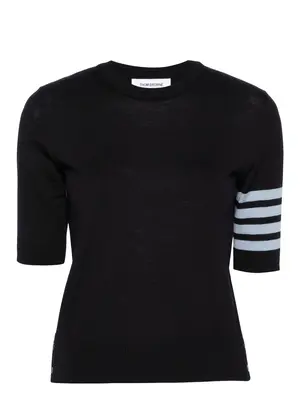 Thom Browne 4-bar Stripe Intarsia Knit T-shirt - Blue